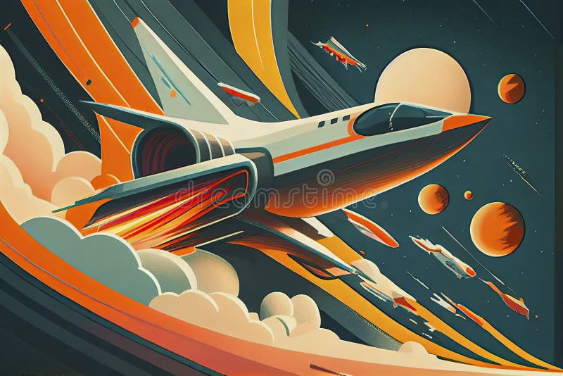1960s-1970s Retro Style Space Illustrations. Psychedelic Style Stock ...