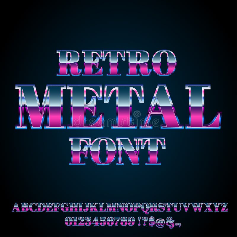Retro Metal Font stock vector. Illustration of alphabet - 117721230