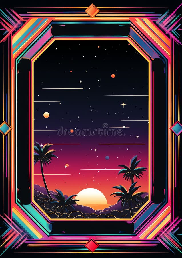 80s Sci Fi Inspired Frame 80s Retro Nostalgic Stock Illustration ...