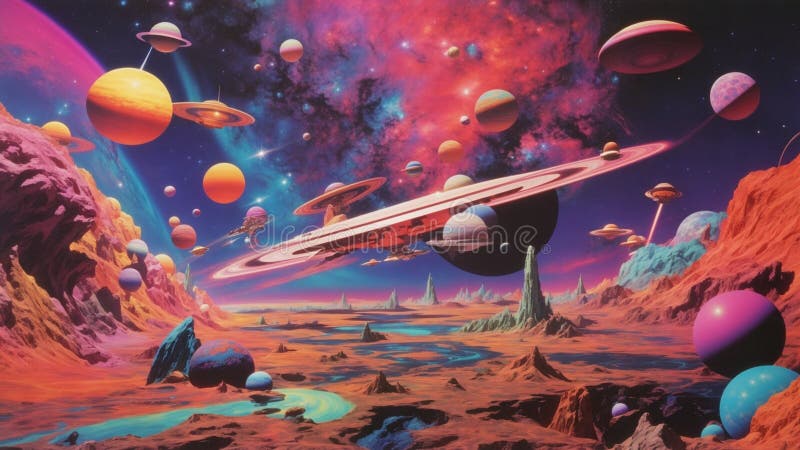 90s Space Psychedelia, Abstract Background, Future Space Stock ...