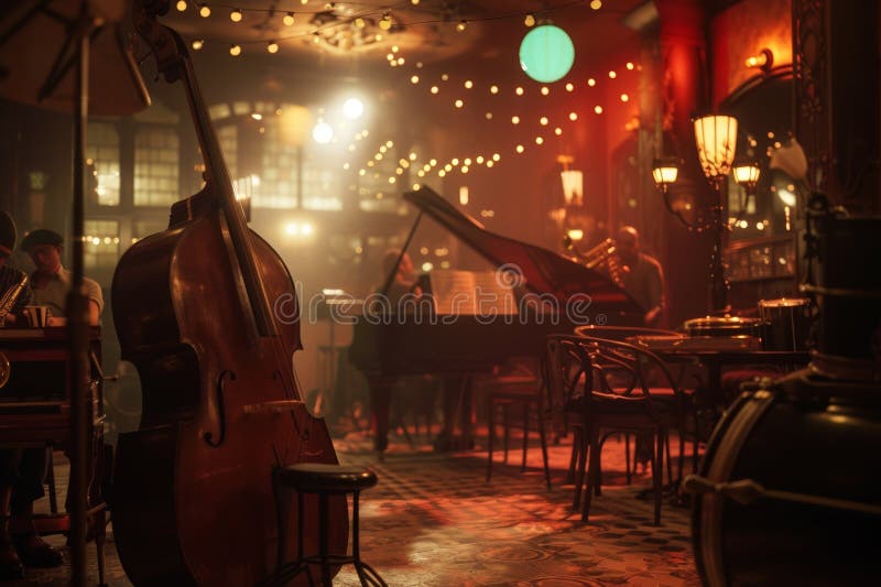 A S Style Jazz Club Hosted by Eccentric Aliens Stock Illustration ...