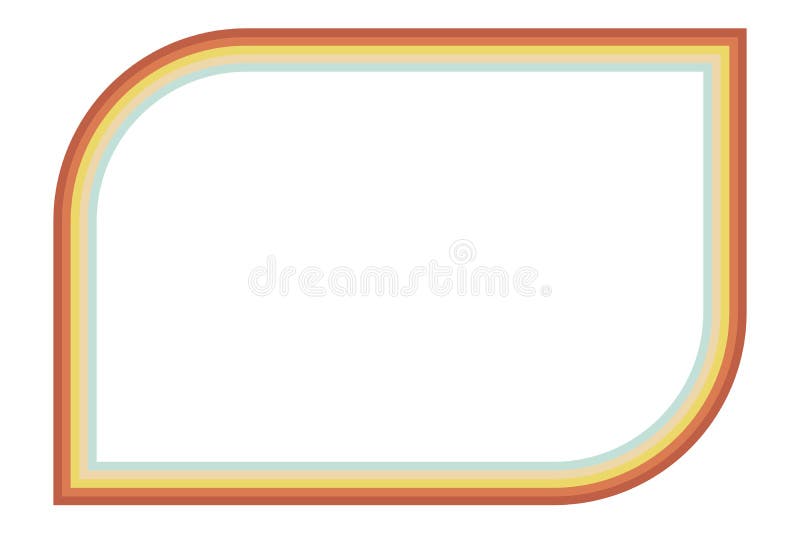 70s Style Retro Colors Frame Template Stripes Decorative Border Lines
