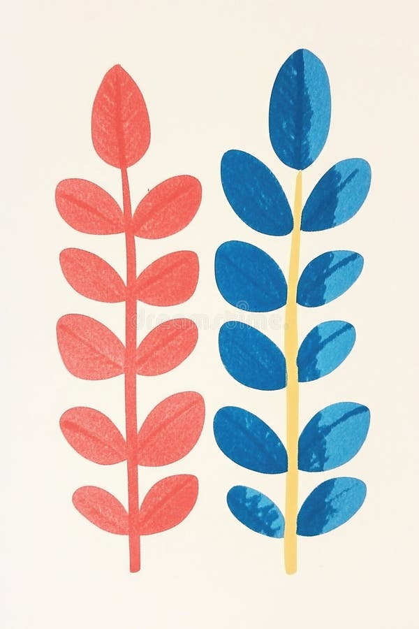 80s-style Vibrant Leaf Patterns with Watercolour and Risograph ...