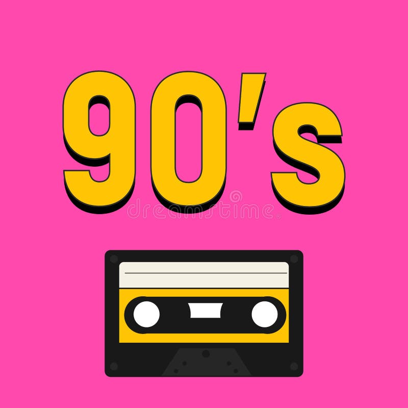 90`S Style with Yellow Numbers and Cassette Tape Stock Vector ...