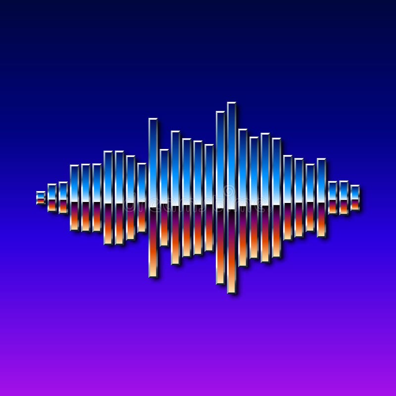 80s Styled Chrome Sound Wave Stock Vector - Illustration of disco ...