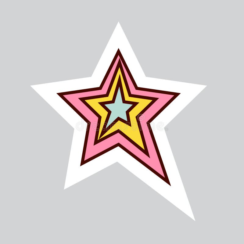 70s Styles Vector Doodle Sticker. Psychedelic Star Stock Vector ...