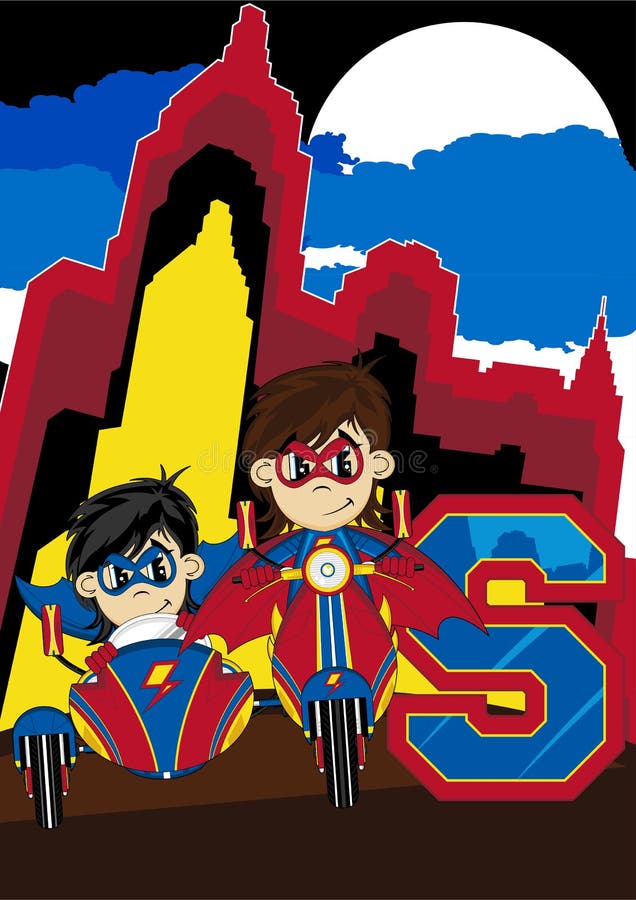 S is for Superhero on Scooter Stock Vector - Illustration of letters ...