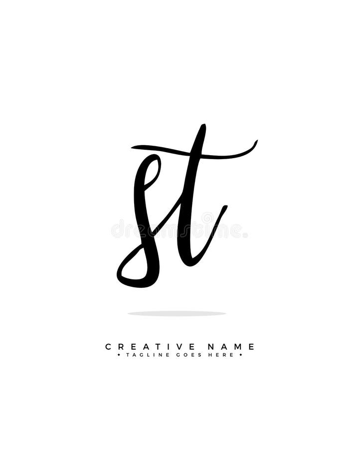 S T ST Initial Logo Signature Vector. Handwriting Concept Logo. Stock ...