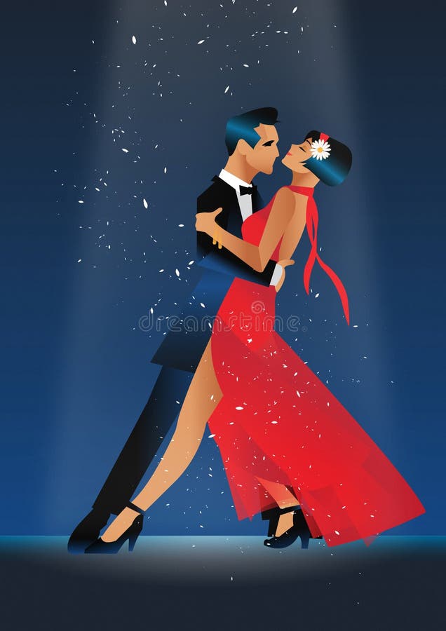 1920s Tango Poster. Elegant Couple Dancing Tango. Retro Style Stock ...