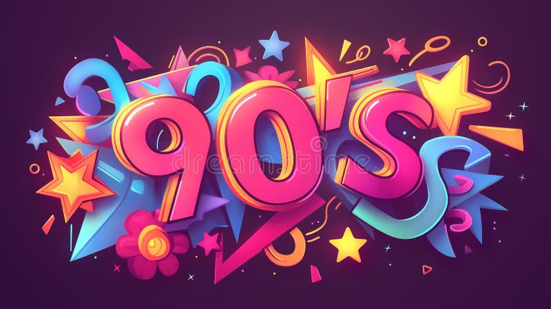 90 S Theme Background in Neon Colors Stock Illustration - Illustration ...