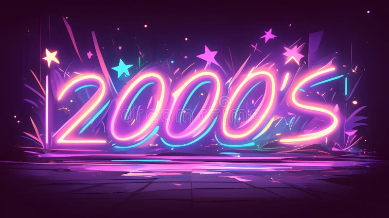 2000 S Theme Background in Neon Colors Design Stock Illustration ...