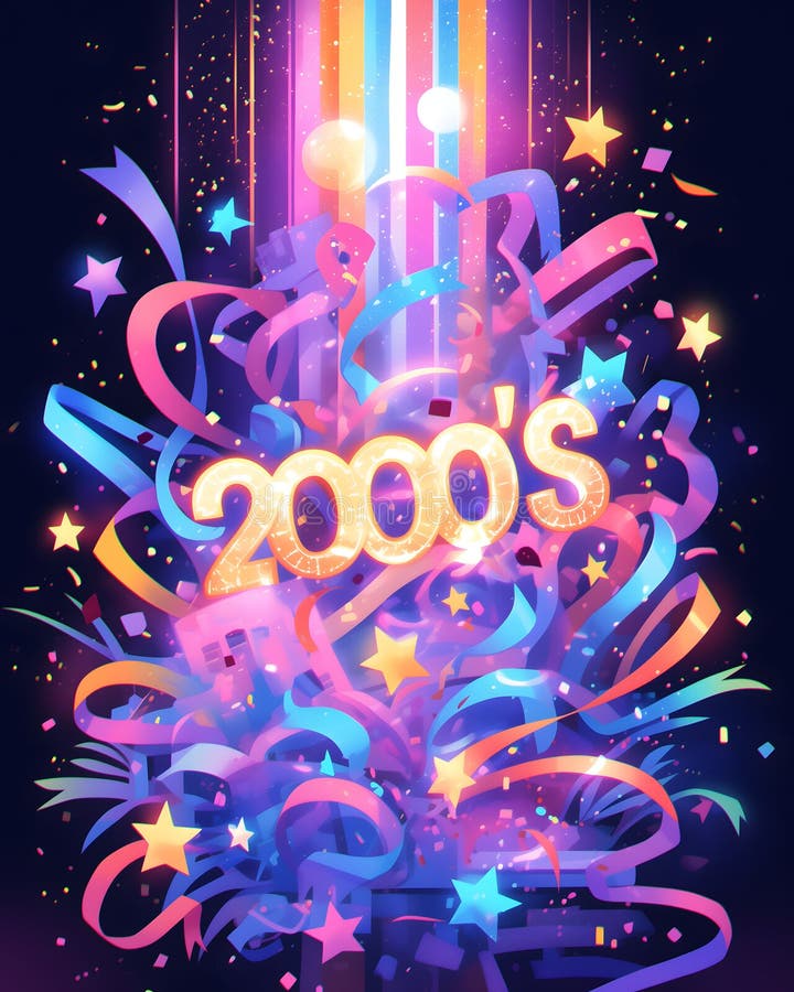 2000 S Theme Background in Neon Colors Design Stock Illustration ...