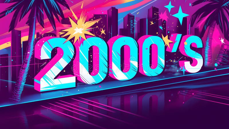 2000 S Theme Background in Neon Colors Design Stock Illustration ...
