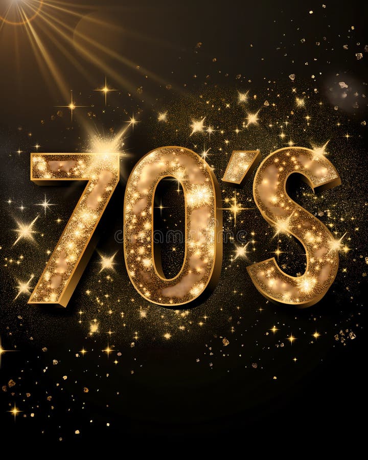 70 S Theme Banner in Golden Colors Stock Illustration - Illustration of ...