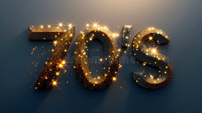 70 S Theme Banner in Golden Colors Stock Illustration - Illustration of ...