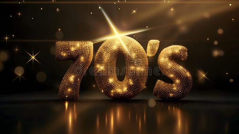 70 S Theme Banner in Golden Colors Stock Illustration - Illustration of ...