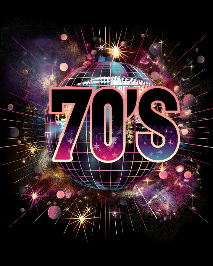 70 S Theme Banner in Neon Colors Stock Illustration - Illustration of ...