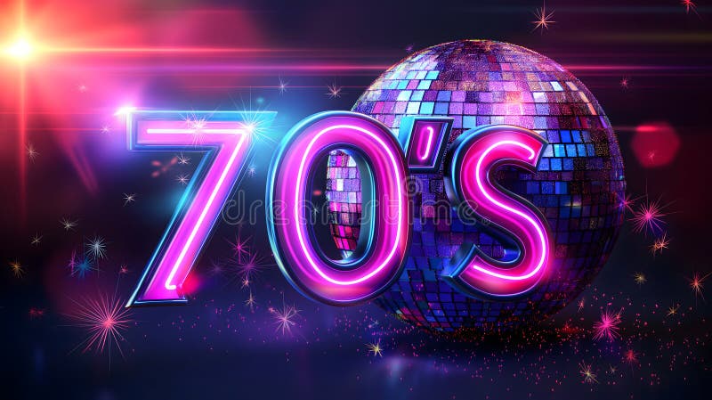 70 S Theme Banner in Neon Colors Stock Illustration - Illustration of ...