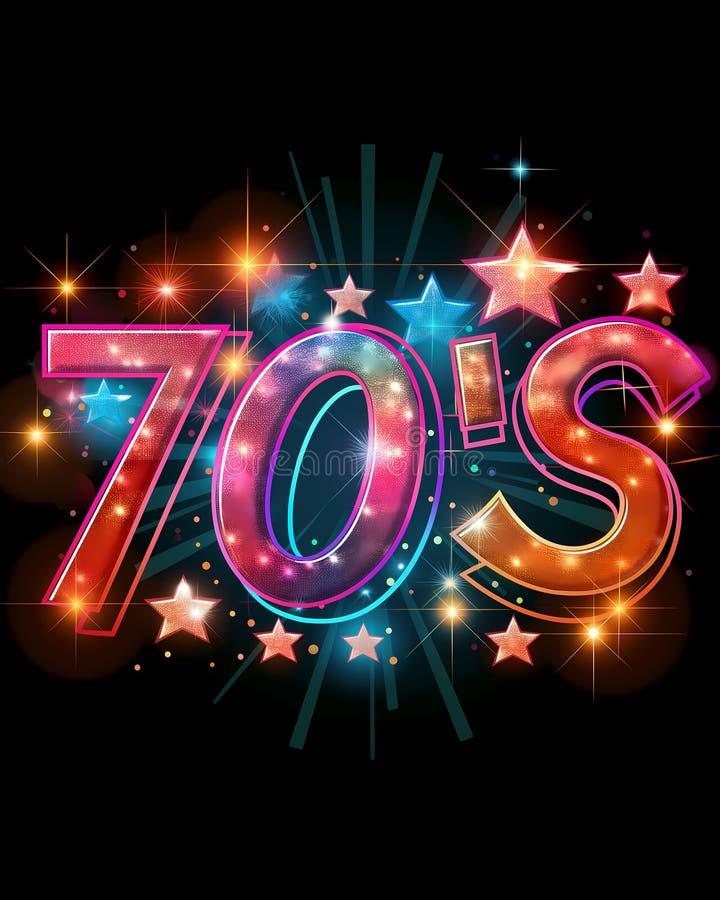 70 S Theme Banner in Neon Colors Stock Illustration - Illustration of ...