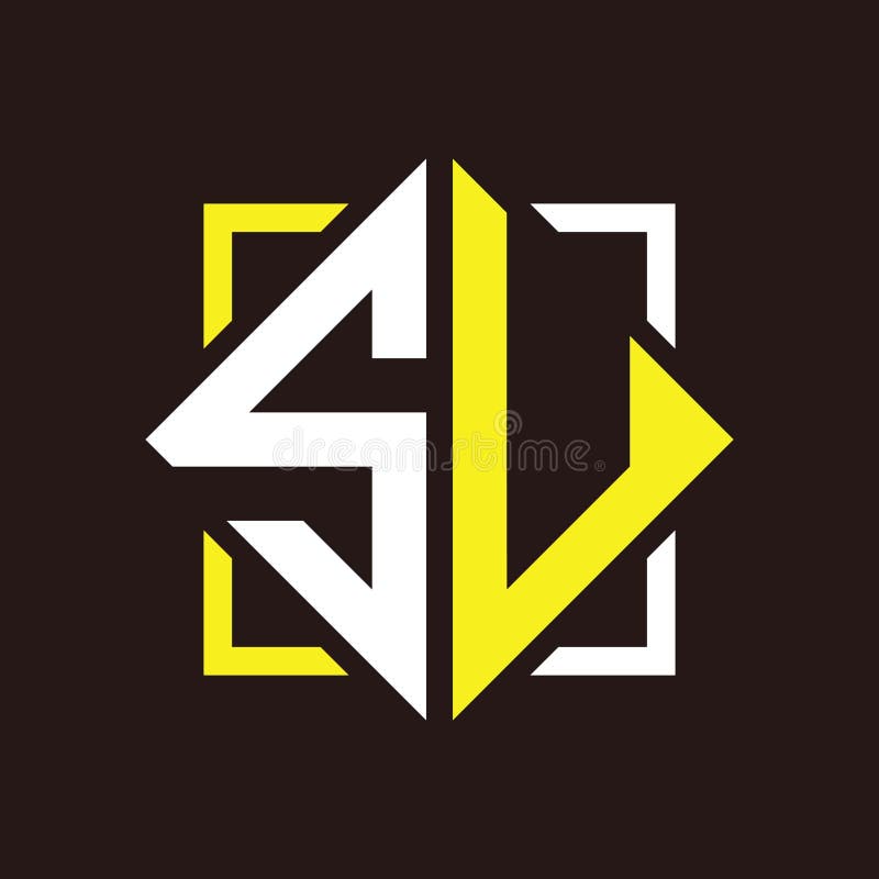 S U Initials Quadrangle Monogram with Square Stock Vector ...