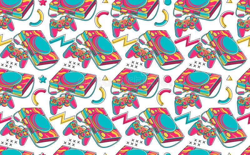 90`s Vibe Playstation Seamless Pattern Editorial Stock Image ...