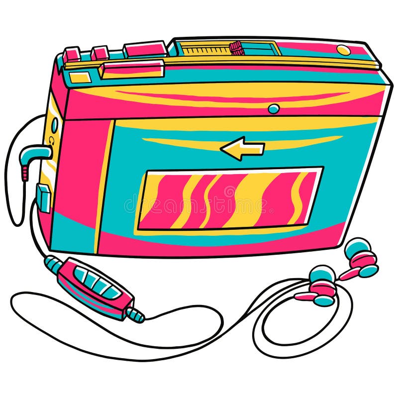 90`s Vibe Walkman stock vector. Illustration of headphones - 247735866