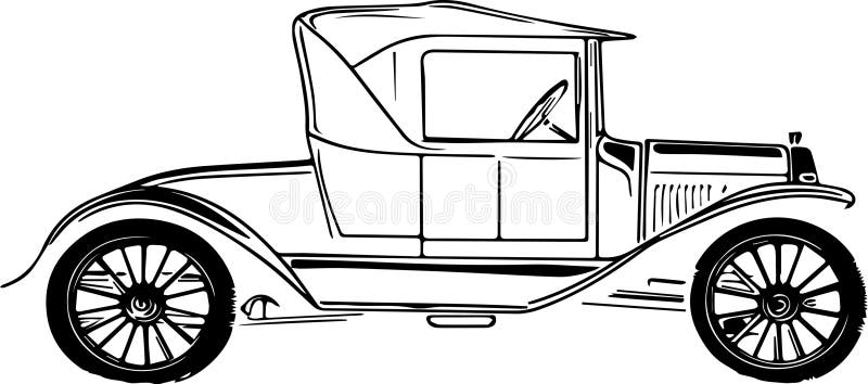 1920s Vintage Convertible Car Side Profile Drawing Stock Illustration ...