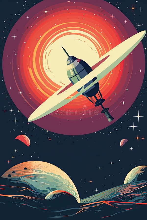 1960s Vintage Space Exploration Poster. Ai Generative Stock Image ...