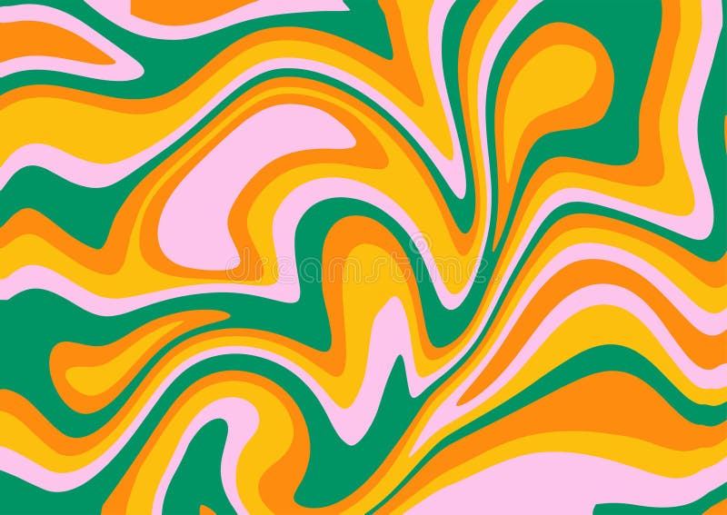 60s Wave Pattern in Groovy Distorted Trendy Style. Natural Fluid ...