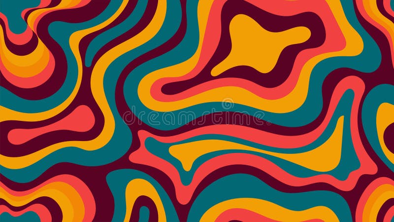 70s Wavy Swirl Seamless Pattern Stock Vector - Illustration of ...