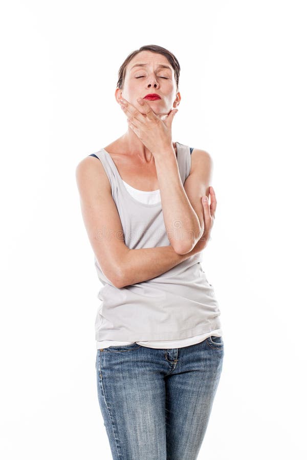 30s Woman Standing for Meditation and Profound Reflection Stock Image ...