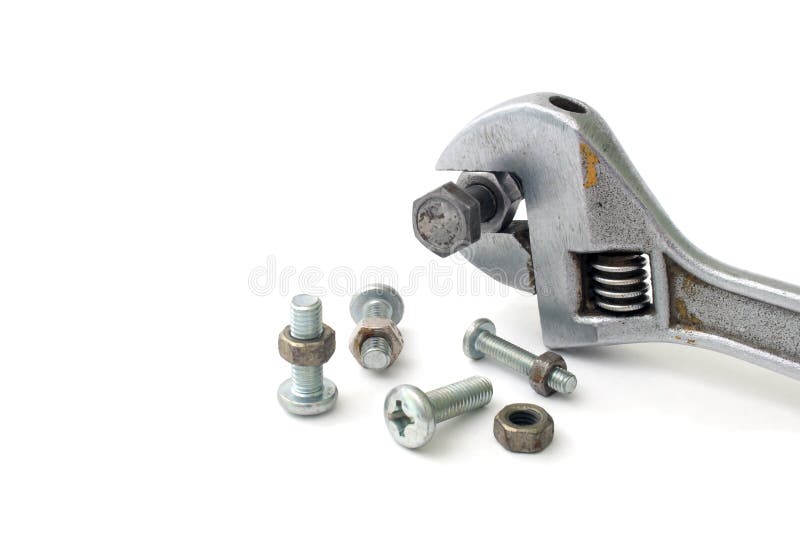 S Wrench Bolts and Screws on a White Stock Image - Image of backgrounds ...