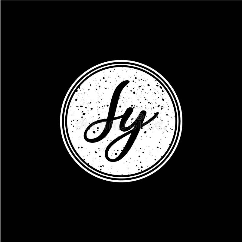 S Y Initial Handwriting in Black and White Circle Frame Design Stock ...
