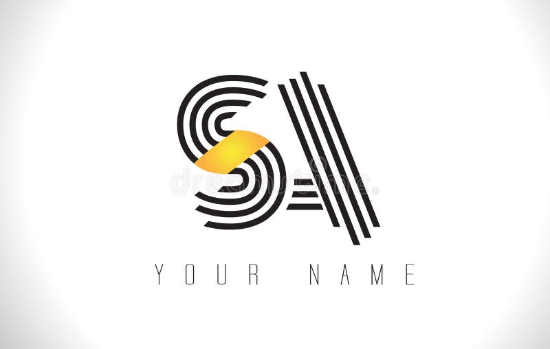 SA Black Lines Letter Logo. Creative Line Letters Vector Templat Stock ...
