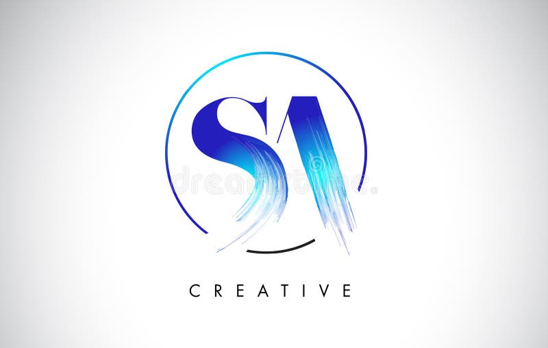 SA Brush Stroke Letter Logo Design. Blue Paint Logo Leters Icon Stock ...