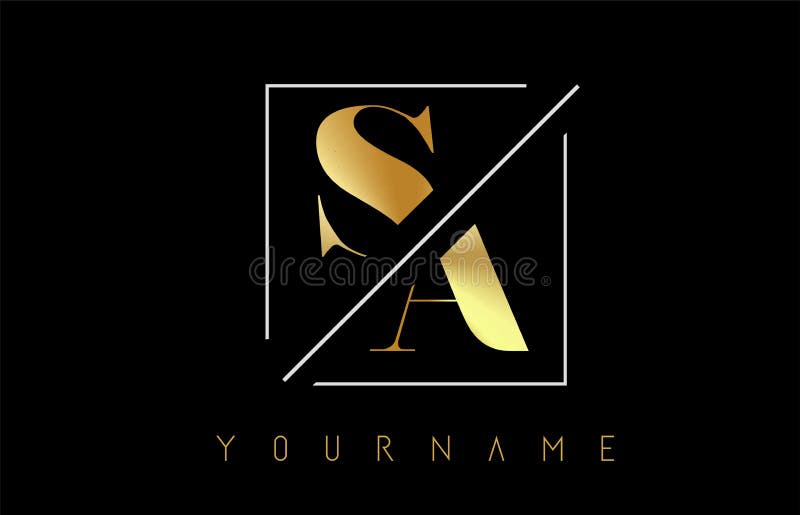 SA Golden Letter Logo with Cutted and Intersected Design Stock Vector ...