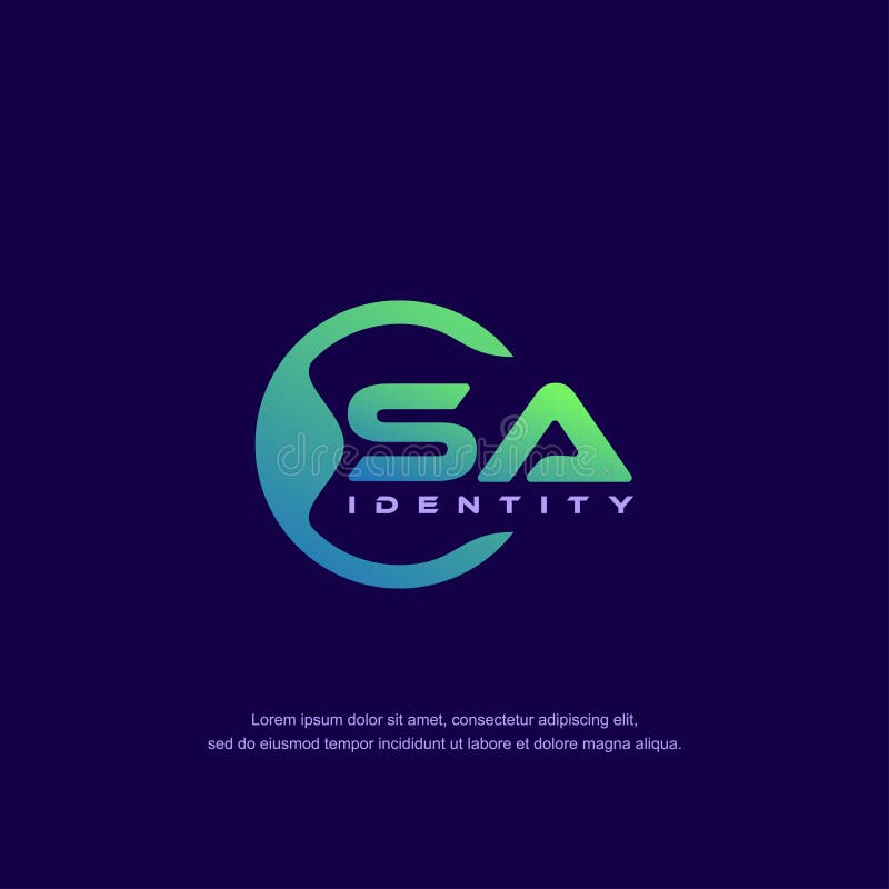 SA Initial Letter Circular Line Logo Template Vector with Gradient ...