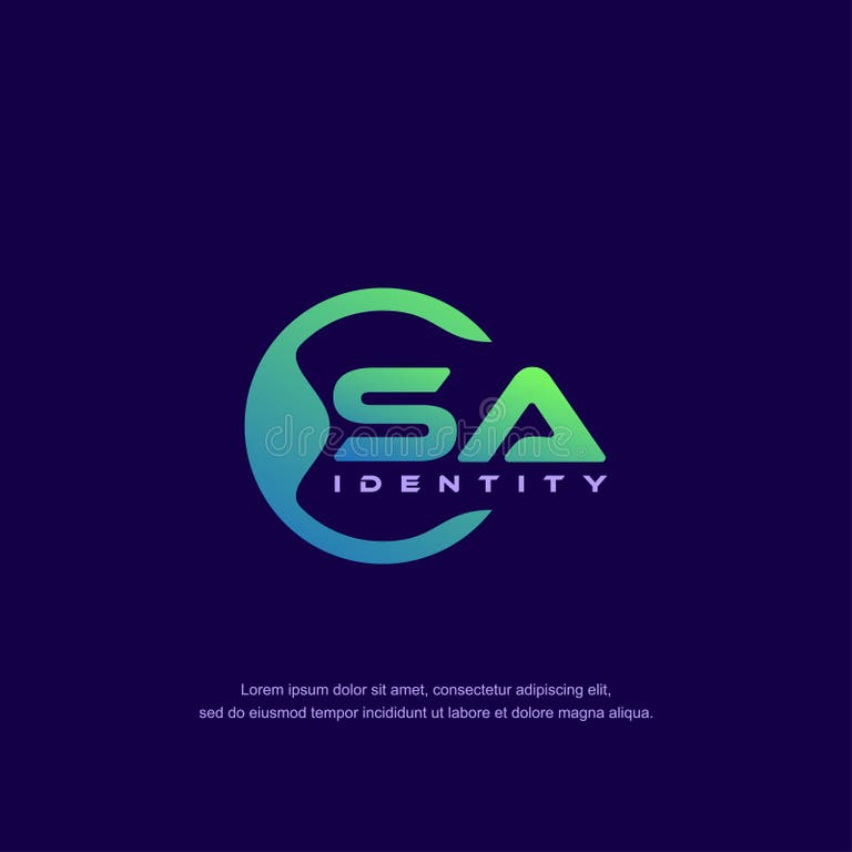 SA Initial Letter Circular Line Logo Template Vector with Gradient ...