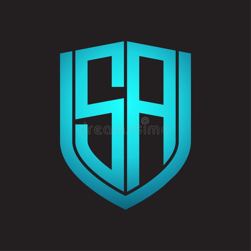 SA Logo Monogram with Emblem Shield Design Isolated with Blue Colors on ...