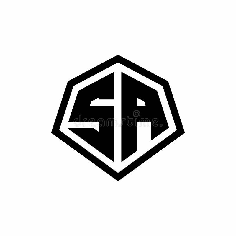SA Monogram Logo with Hexagon Shape and Line Rounded Style Design ...