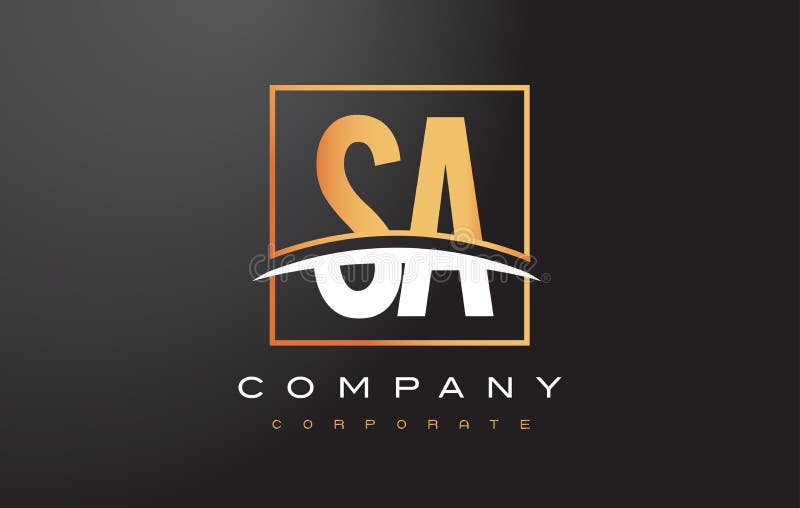 SA S a Golden Letter Logo Design with Gold Square and Swoosh. Stock ...
