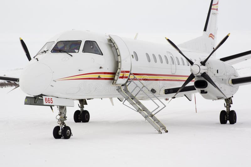 Saab 340 Turbopropeller Airplane in the Arctic Stock Image - Image of ...