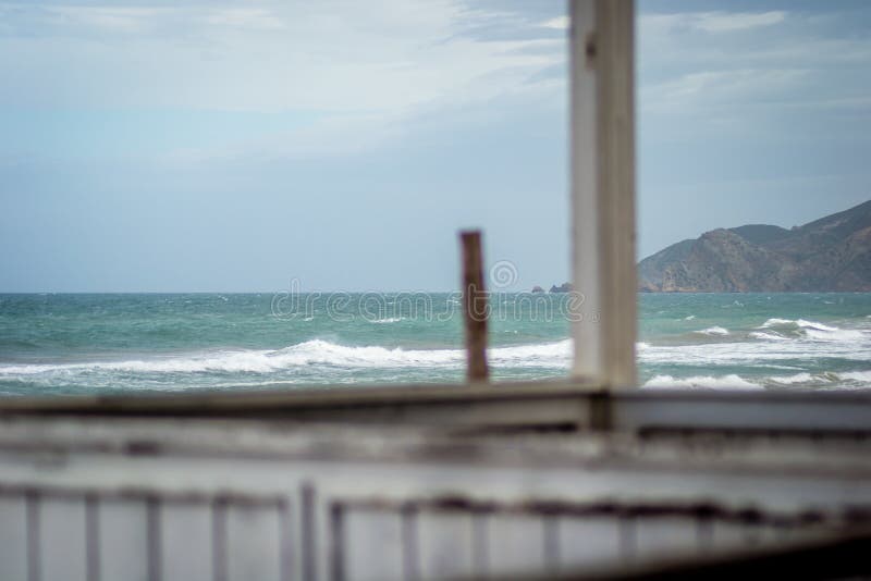 Saaidia Beach and Waves from Restaurant Stock Image - Image of ...