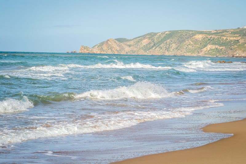 Saaidia Harbor and Waves and Rocks Stock Image - Image of colorful ...