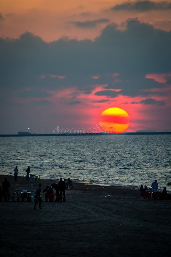 Saaidia Sunset Beach and Waves and Rocks Stock Image - Image of journey ...