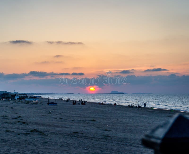 Saaidia Sunset Beach and Waves and Rocks Stock Image - Image of relax ...