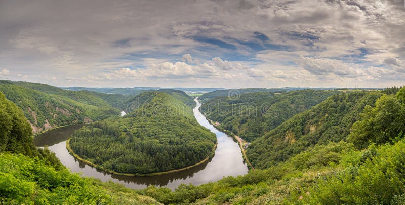 Saar river Germany stock image. Image of cloud, forest - 232584955