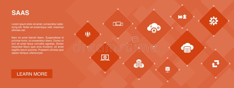 SaaS Banner 10 Icons Concept.cloud Stock Vector - Illustration of ...