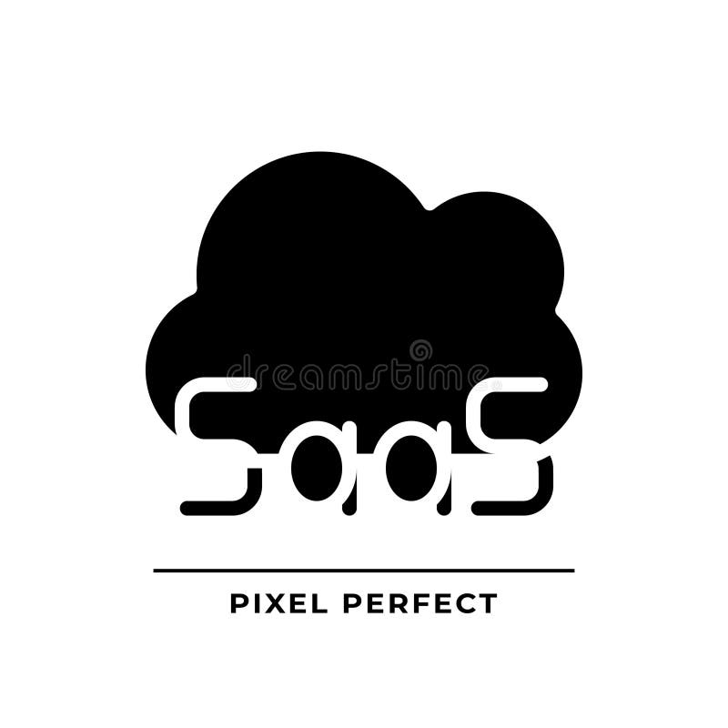 SaaS Cloud Computing Black Glyph Icon Stock Vector - Illustration of ...
