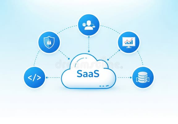 Saas Cloud Computing Diagram Showing Software As a Service Concept Stock Illustration ...